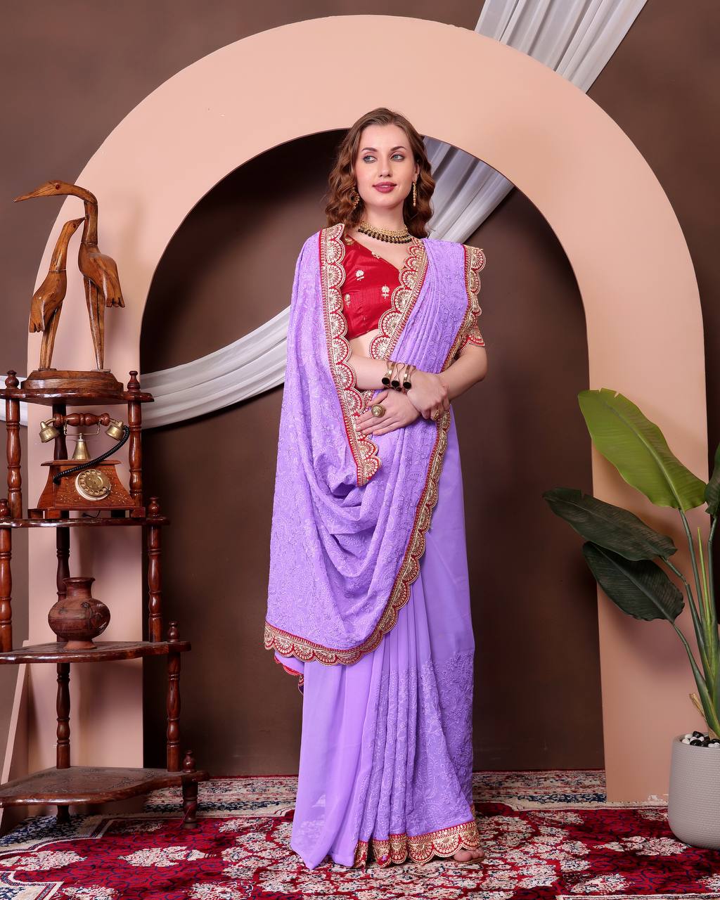 Voilet Color Beautiful Georgette Saree – Kapda Design