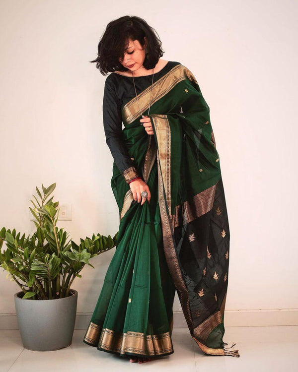 green Color Linen Fabric Saree for daily wear use – Kapda Design